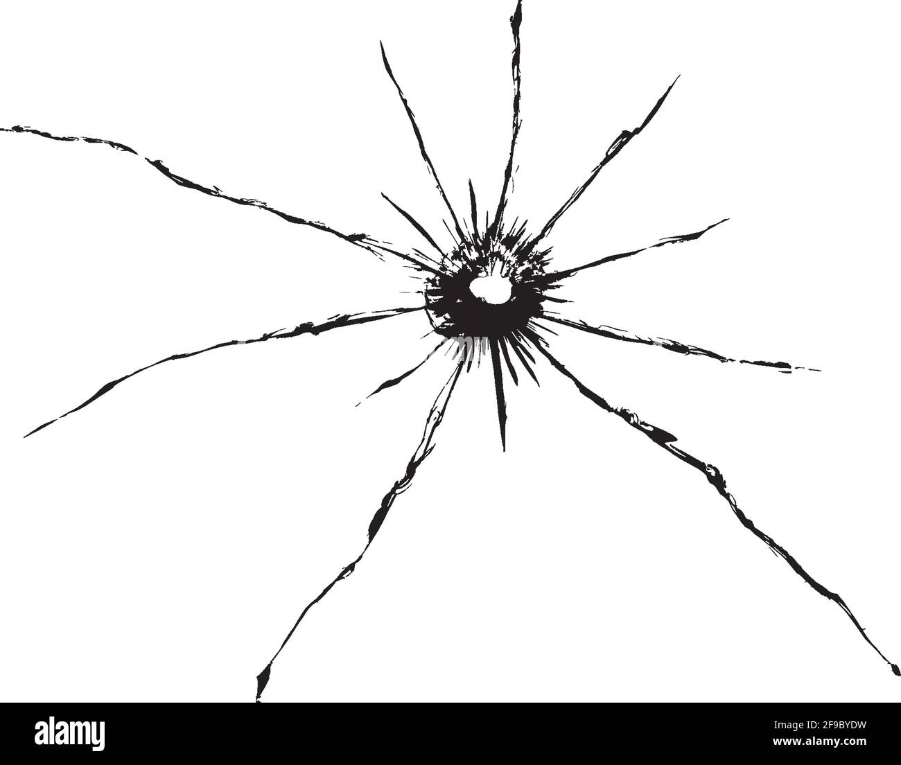 Texture of cracks on the glass from the shot. Cracked glass for design ...