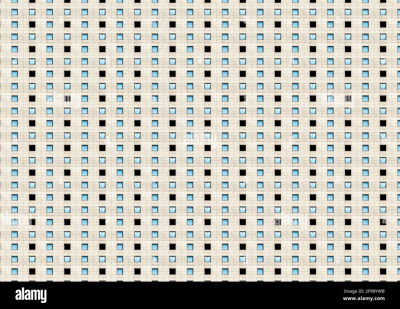 Repeated pattern of windows in monotonous skyscraper, abstract ...