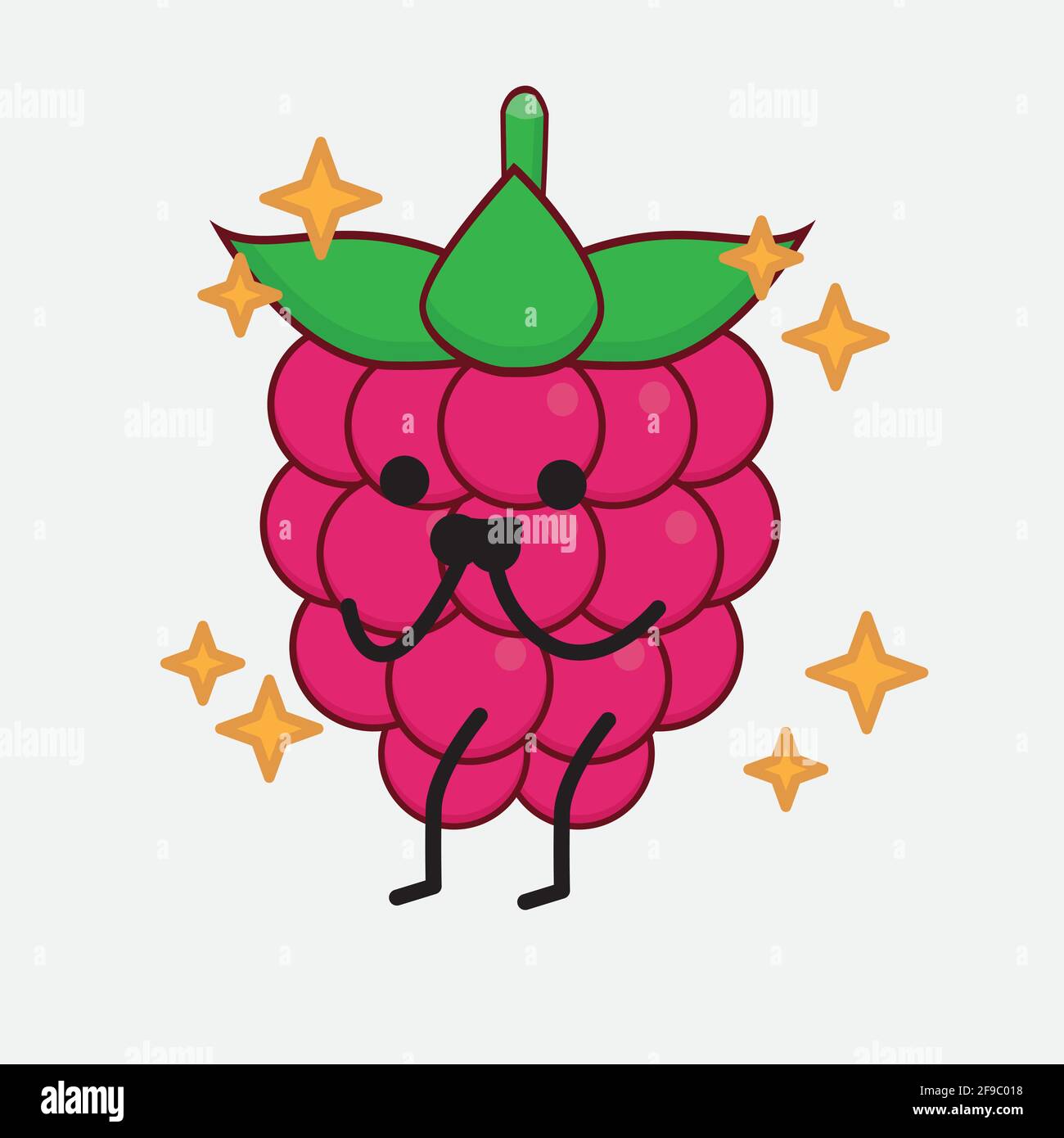 Vector Illustration of Raspberry Fruit Character with cute face, simple ...