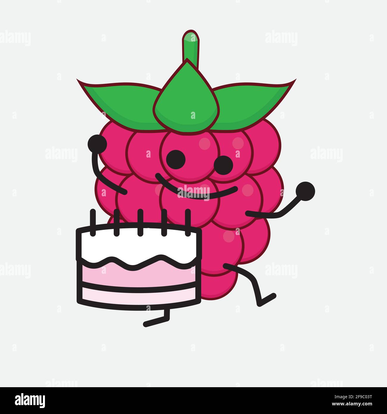 Vector Illustration of Raspberry Fruit Character with cute face, simple ...
