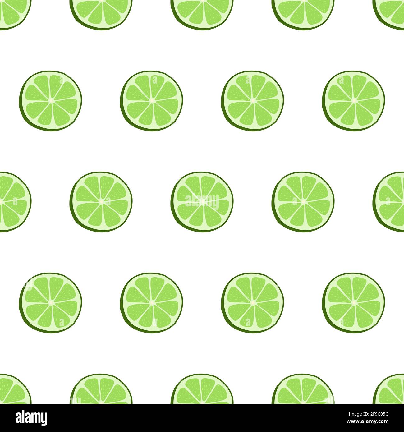 Hand drawn seamless pattern with circle sliced lime. Surface design ...