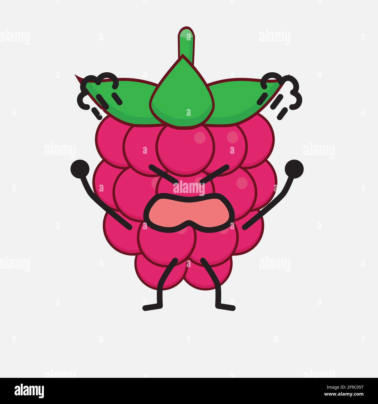 Vector Illustration of Raspberry Fruit Character with cute face, simple ...
