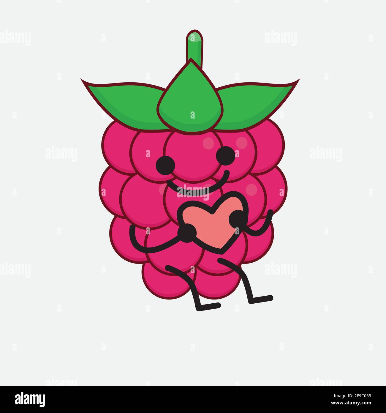 Vector Illustration of Raspberry Fruit Character with cute face, simple ...