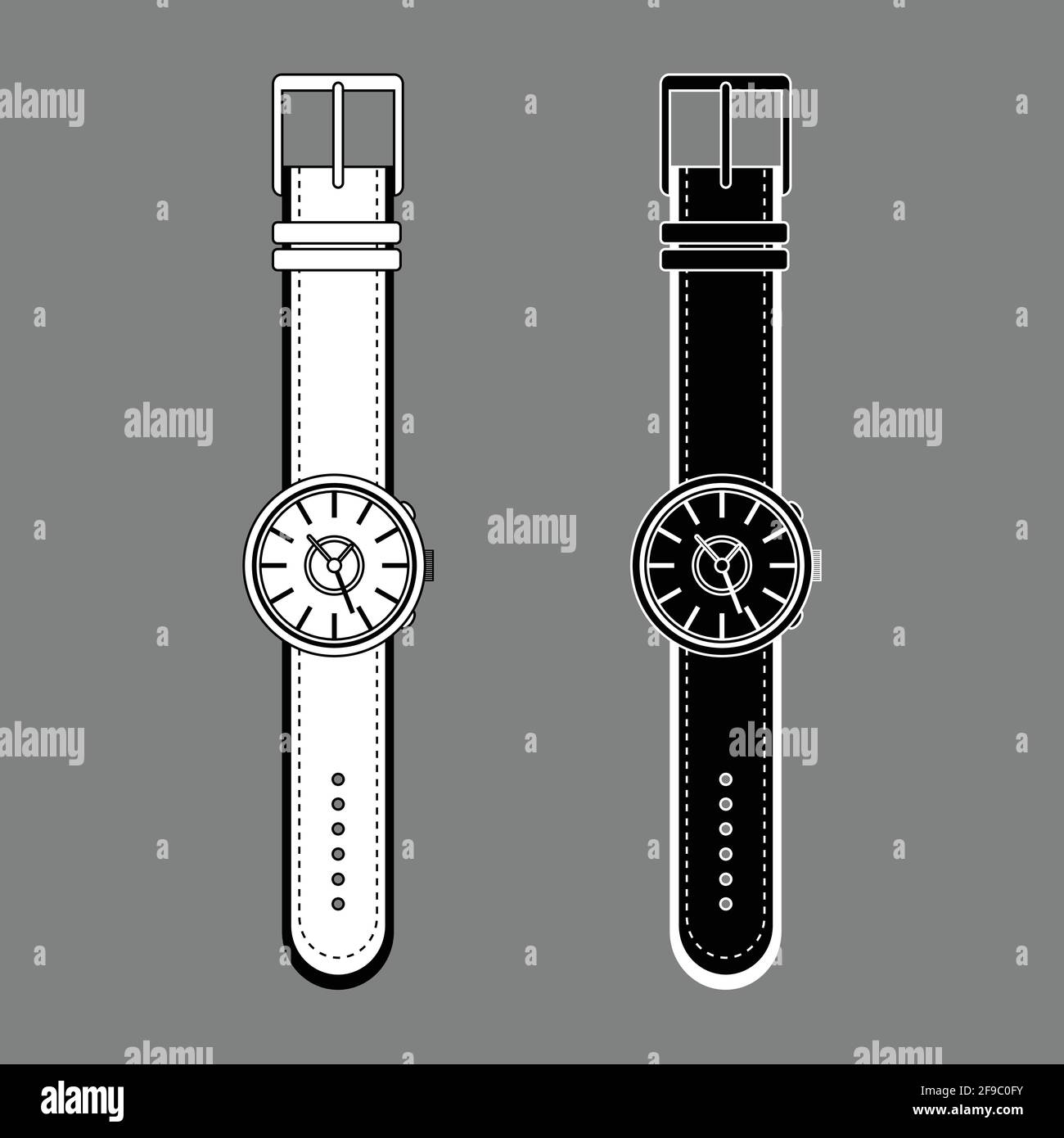 Wristband watch black white outline Stock Vector Image & Art - Alamy