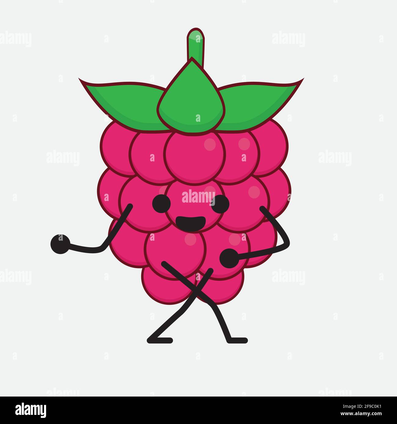 Vector Illustration of Raspberry Fruit Character with cute face, simple ...
