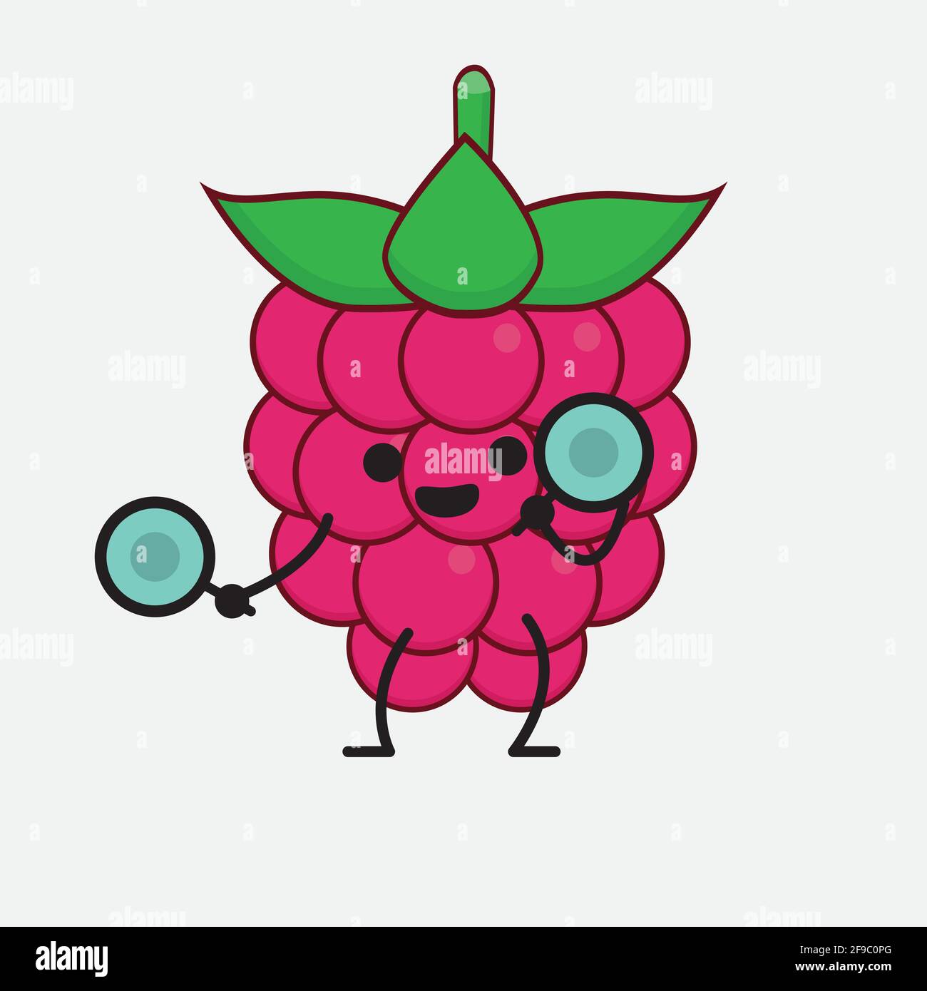 Vector Illustration of Raspberry Fruit Character with cute face, simple ...