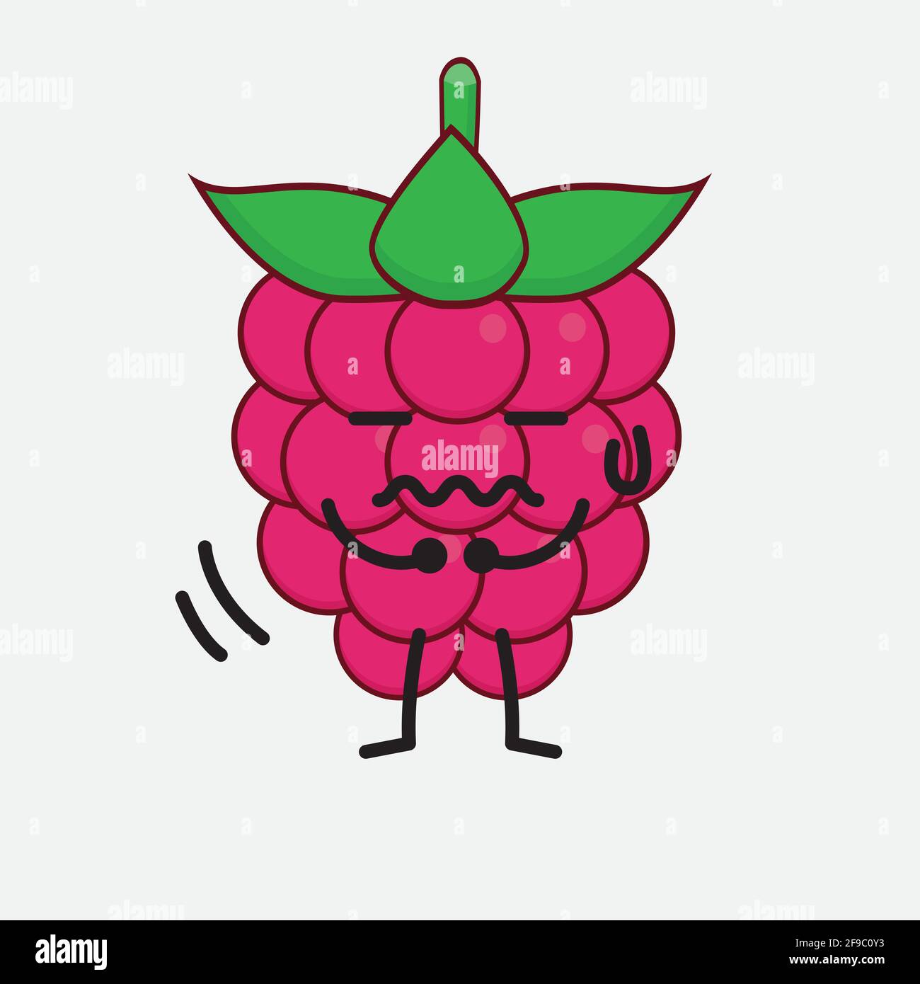 Vector Illustration of Raspberry Fruit Character with cute face, simple ...