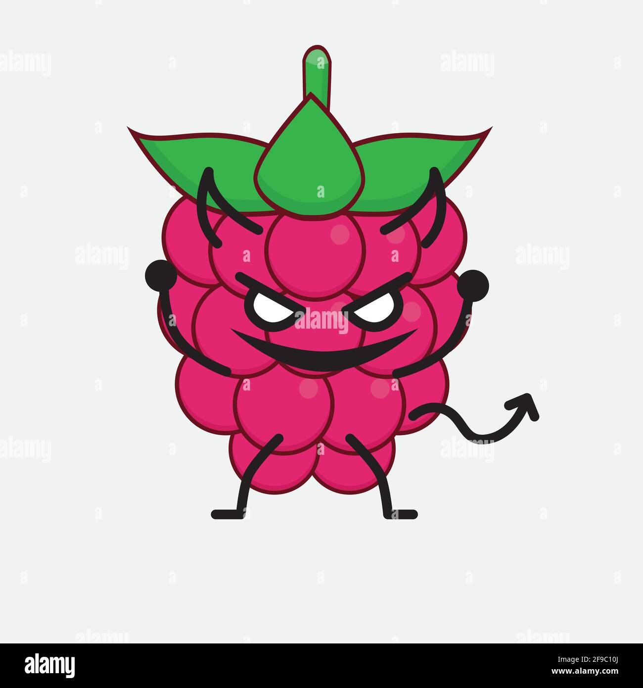 Vector Illustration of Raspberry Fruit Character with cute face, simple ...