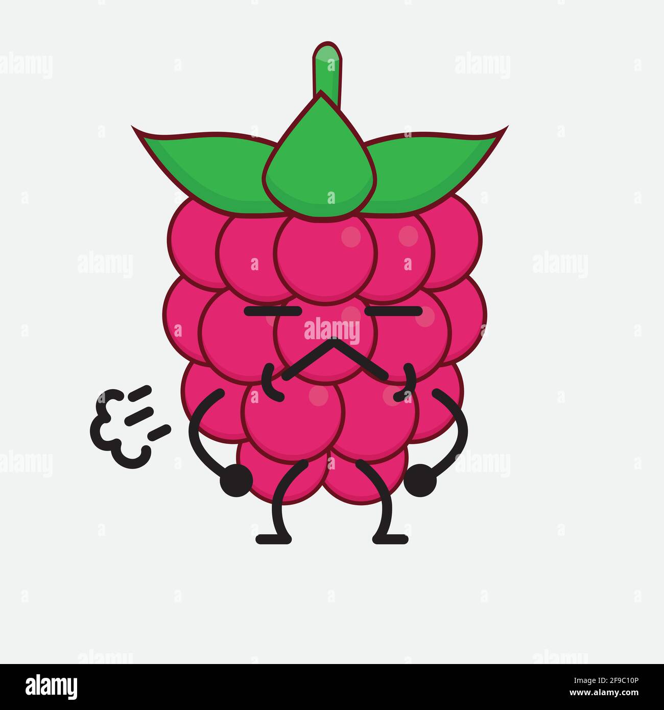 Vector Illustration of Raspberry Fruit Character with cute face, simple ...