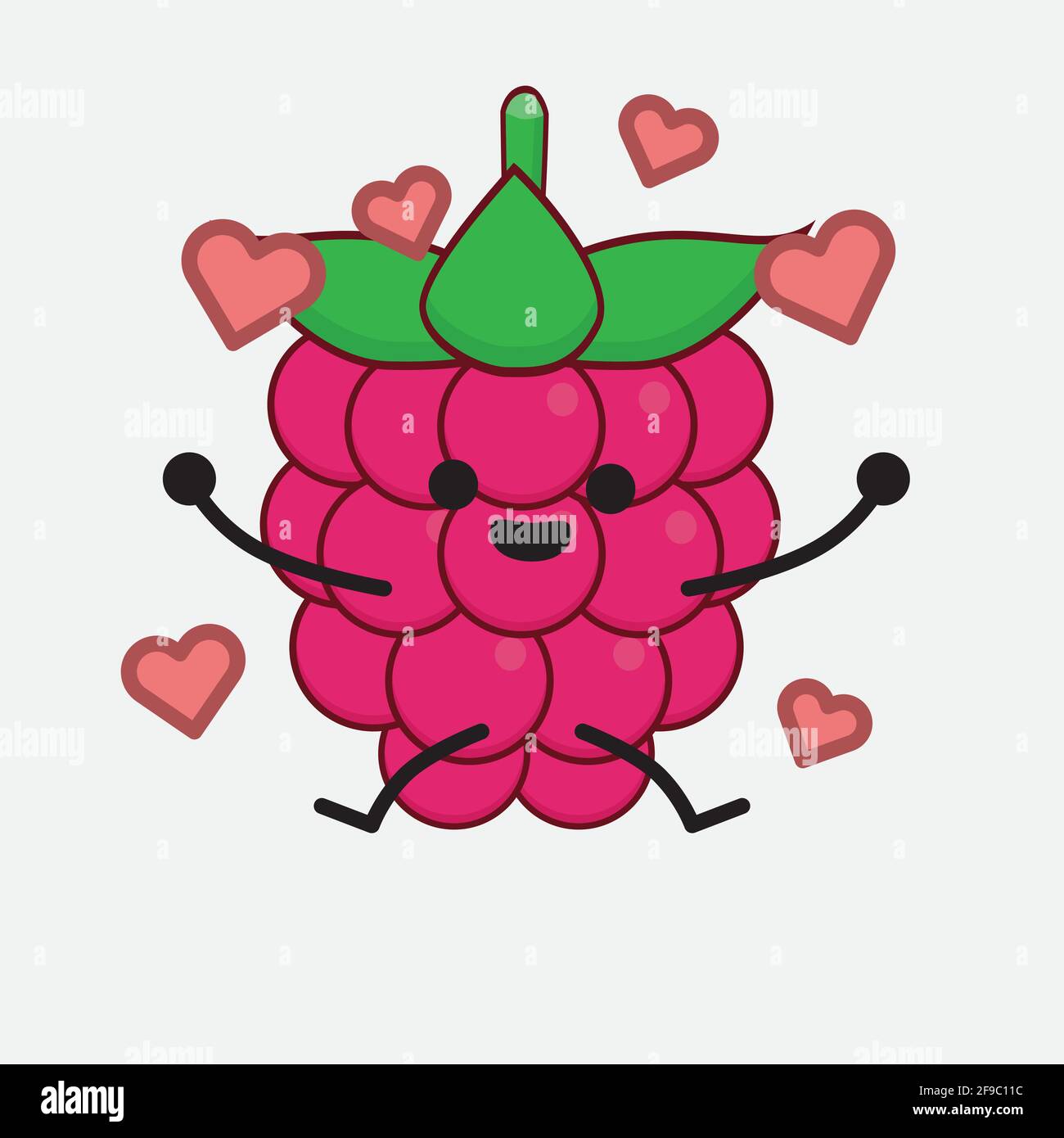Vector Illustration of Raspberry Fruit Character with cute face, simple ...