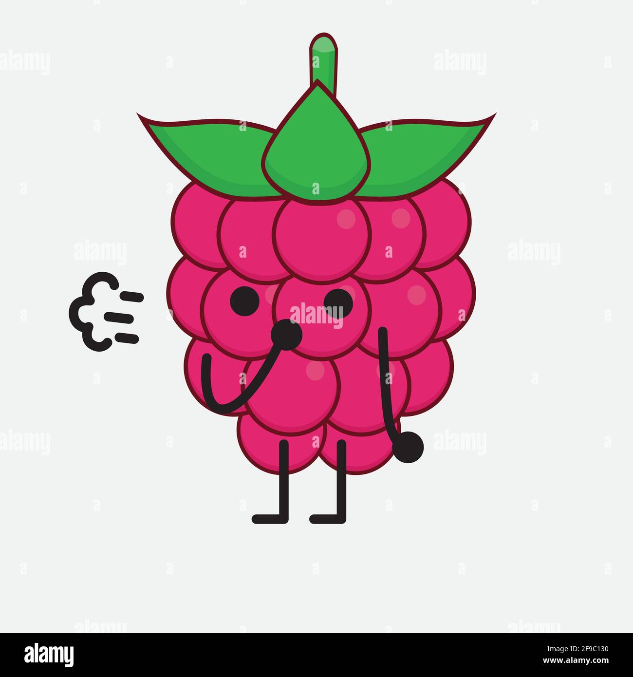 Vector Illustration of Raspberry Fruit Character with cute face, simple ...