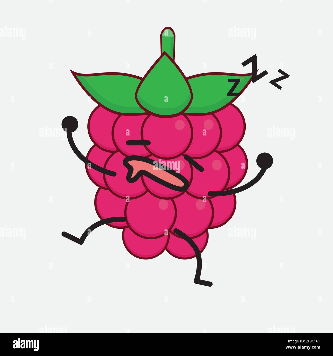 Vector Illustration of Raspberry Fruit Character with cute face, simple ...