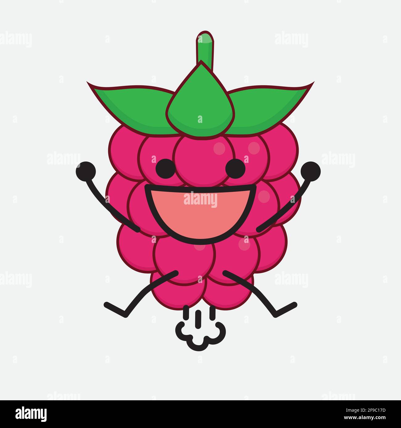 Vector Illustration of Raspberry Fruit Character with cute face, simple ...