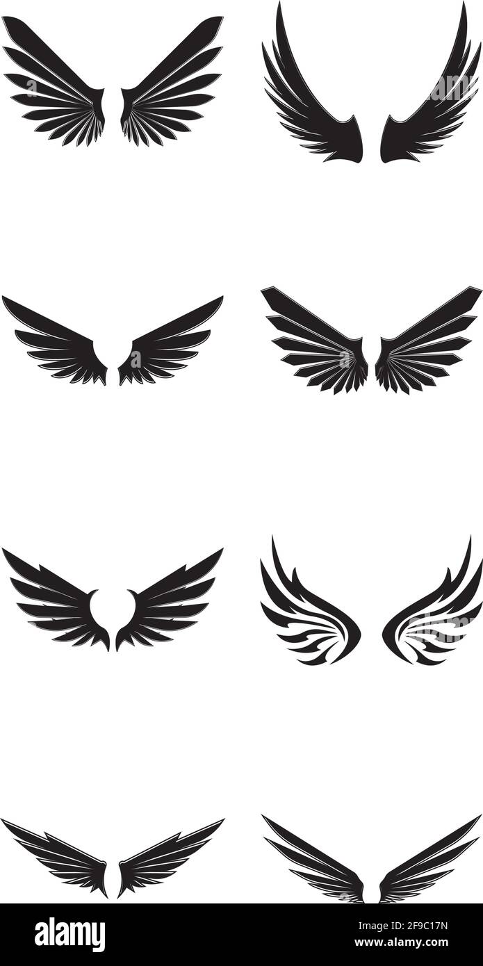 Wings black icons vector set. Modern minimalistic design Stock Vector ...