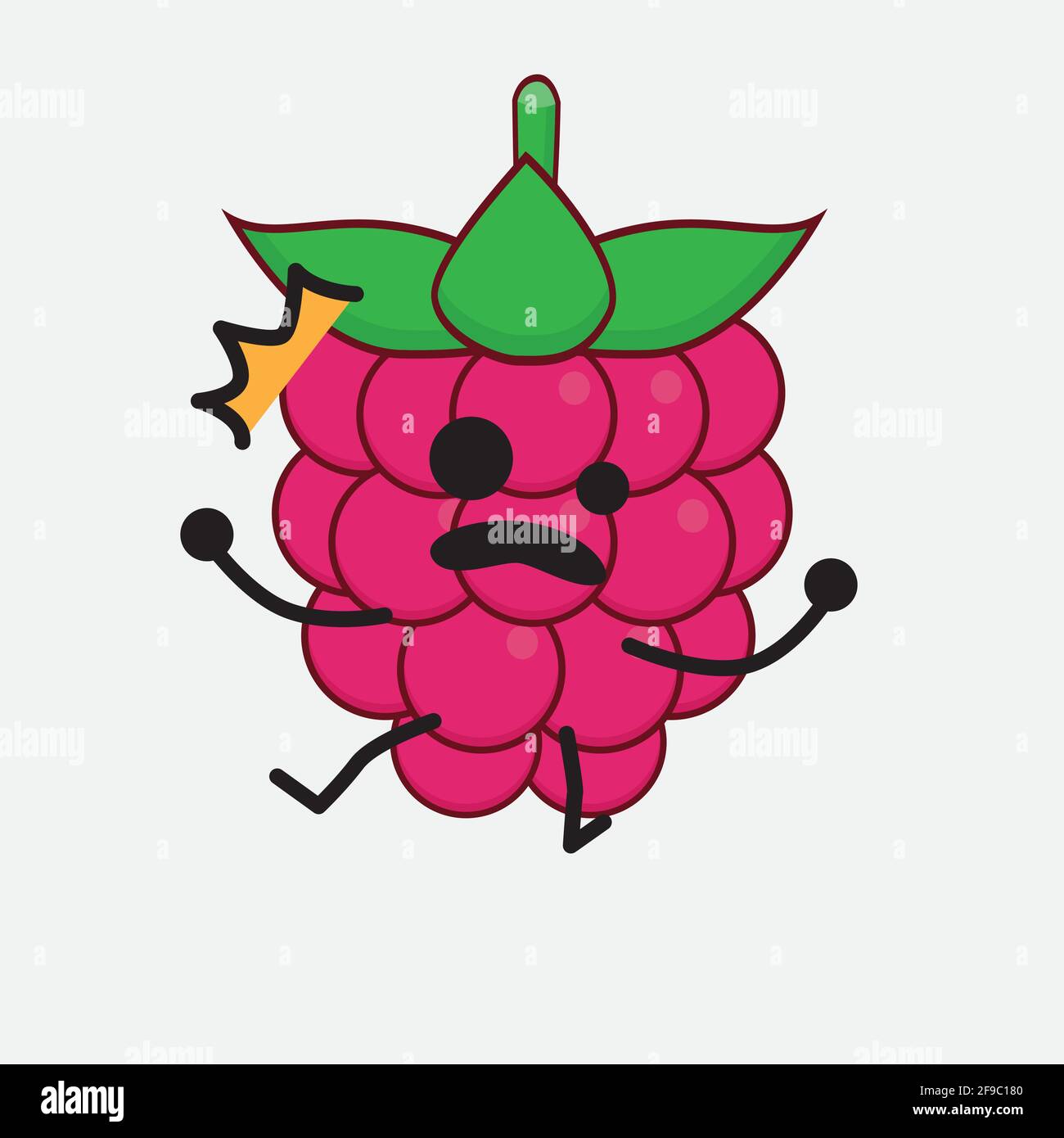 Vector Illustration of Raspberry Fruit Character with cute face, simple ...