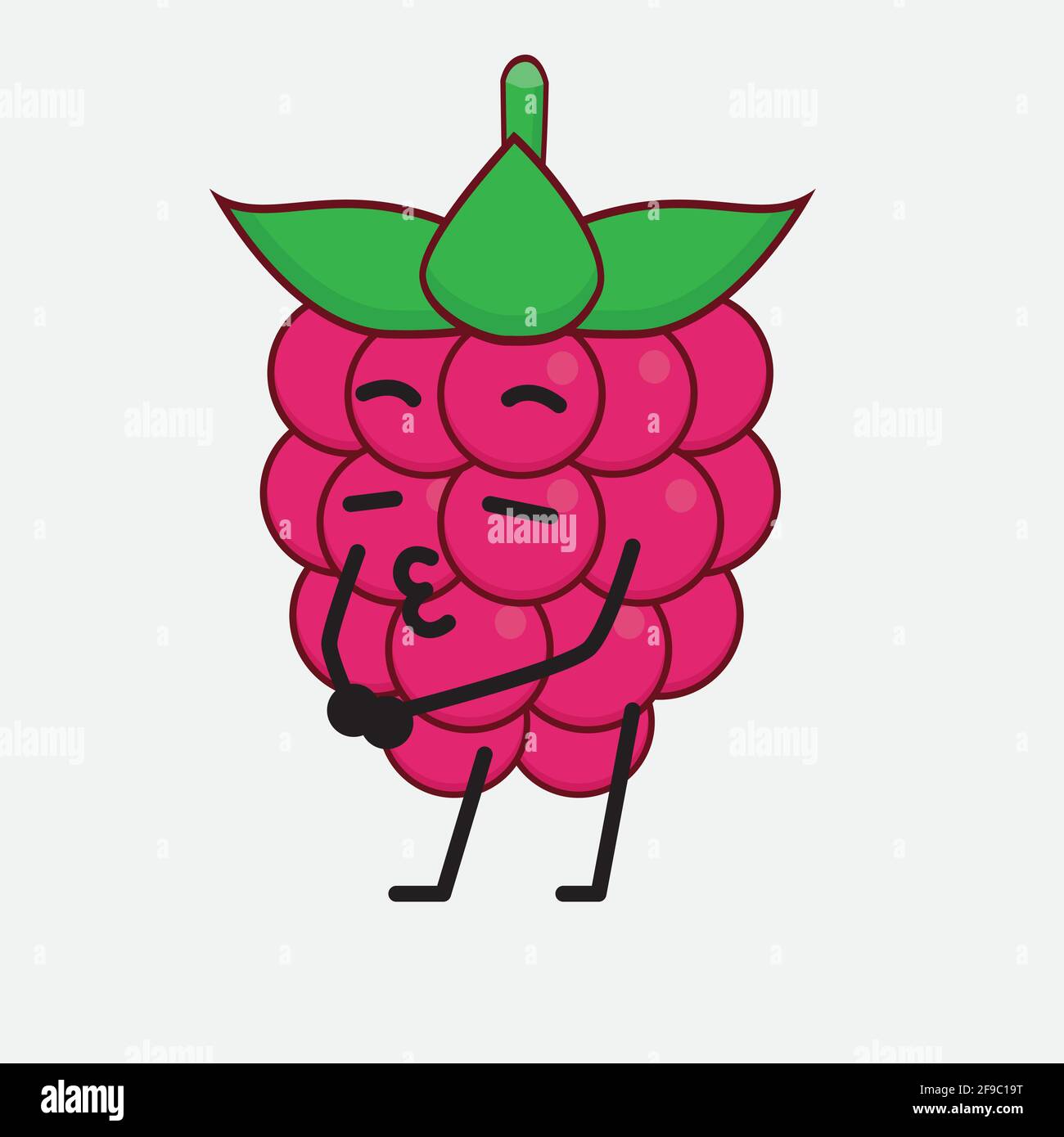 Vector Illustration of Raspberry Fruit Character with cute face, simple ...