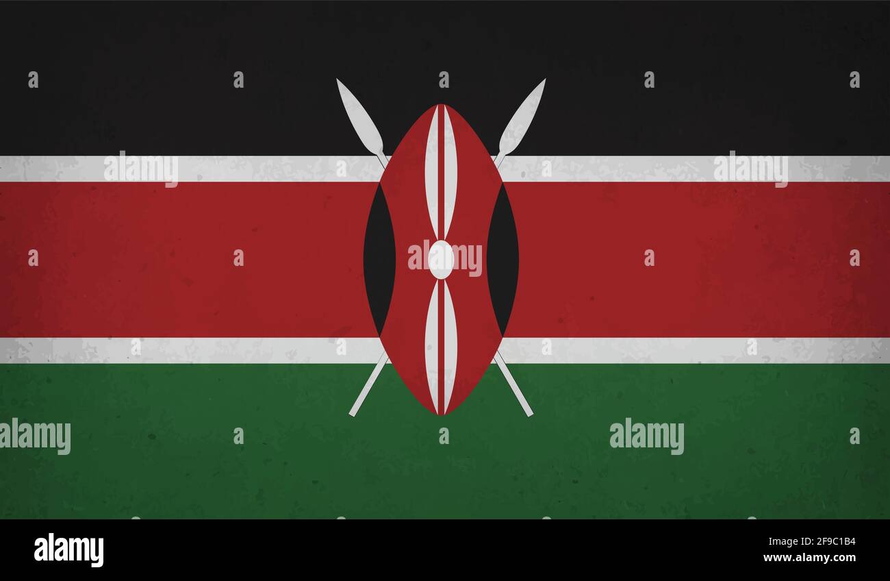 Horizontal Abstract Grunge Brushed Flag of Kenya on Transparent Grid ...