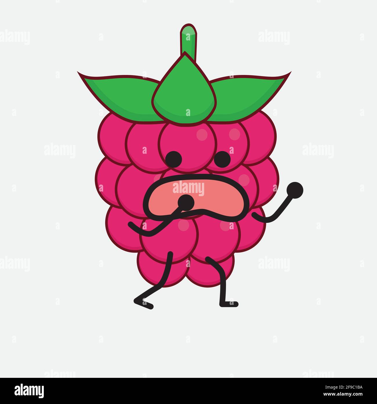 Vector Illustration of Raspberry Fruit Character with cute face, simple ...
