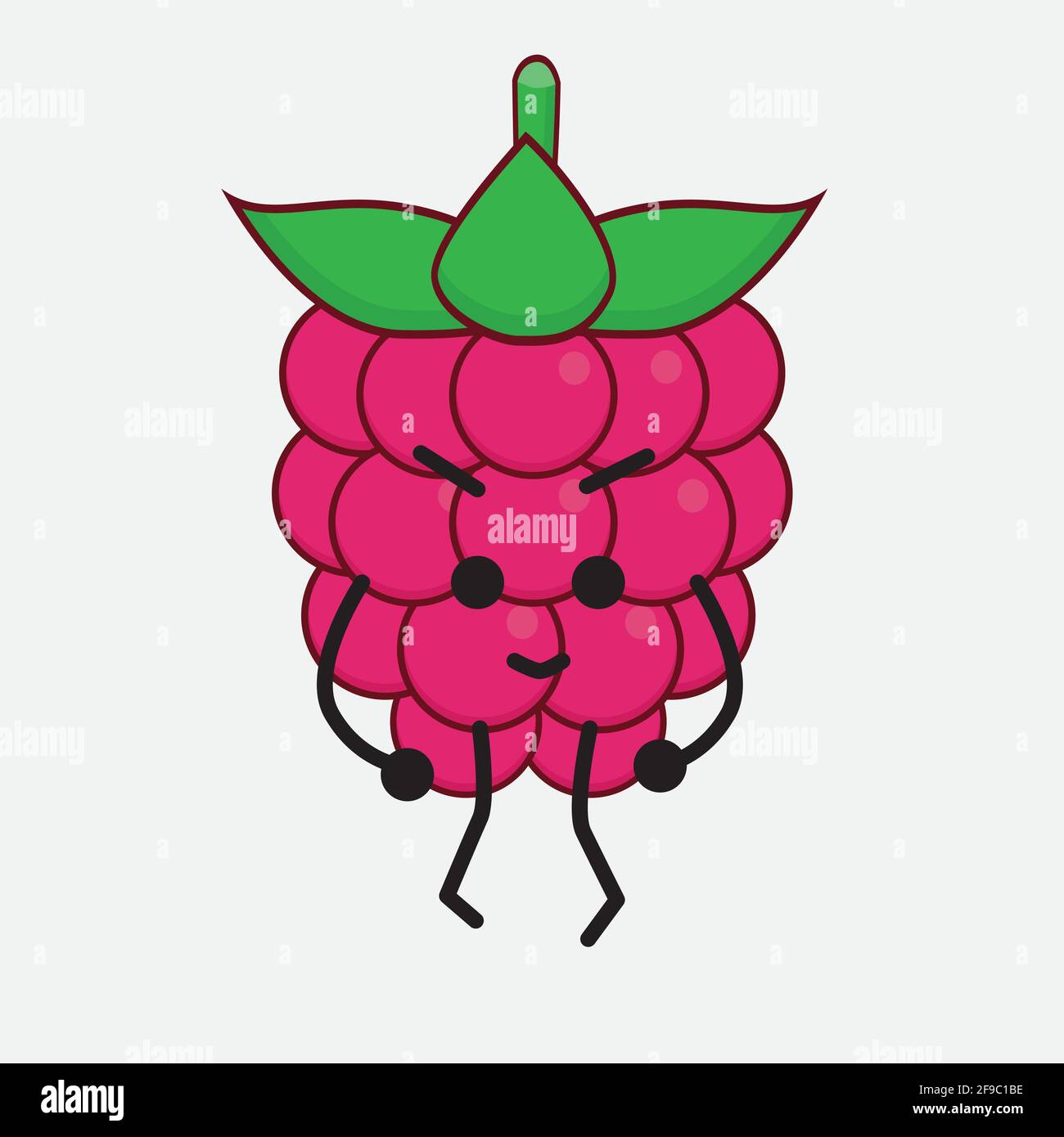 Vector Illustration of Raspberry Fruit Character with cute face, simple ...