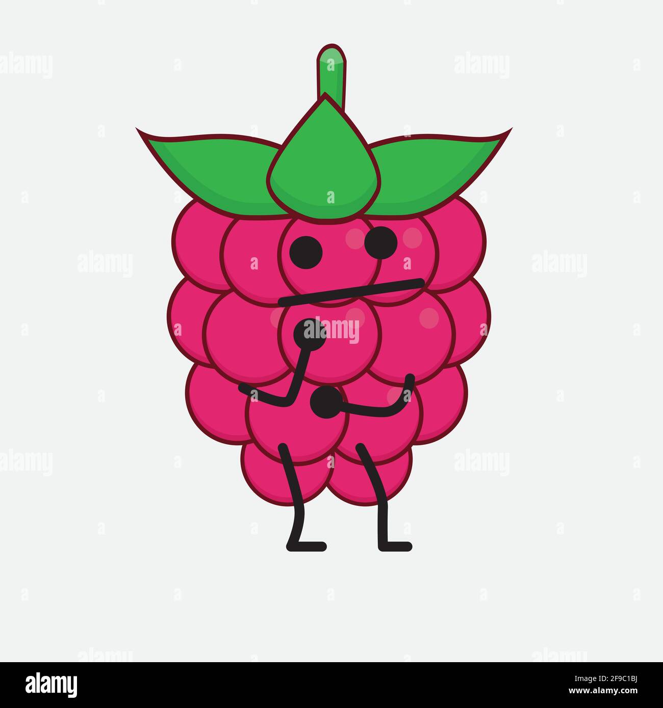 Vector Illustration of Raspberry Fruit Character with cute face, simple ...