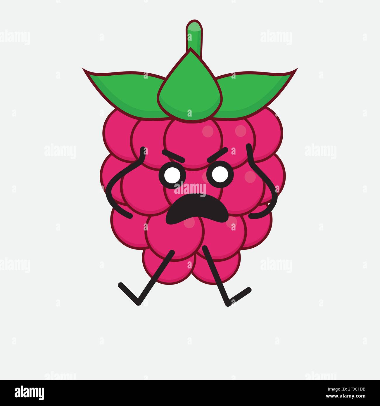 Vector Illustration of Raspberry Fruit Character with cute face, simple ...