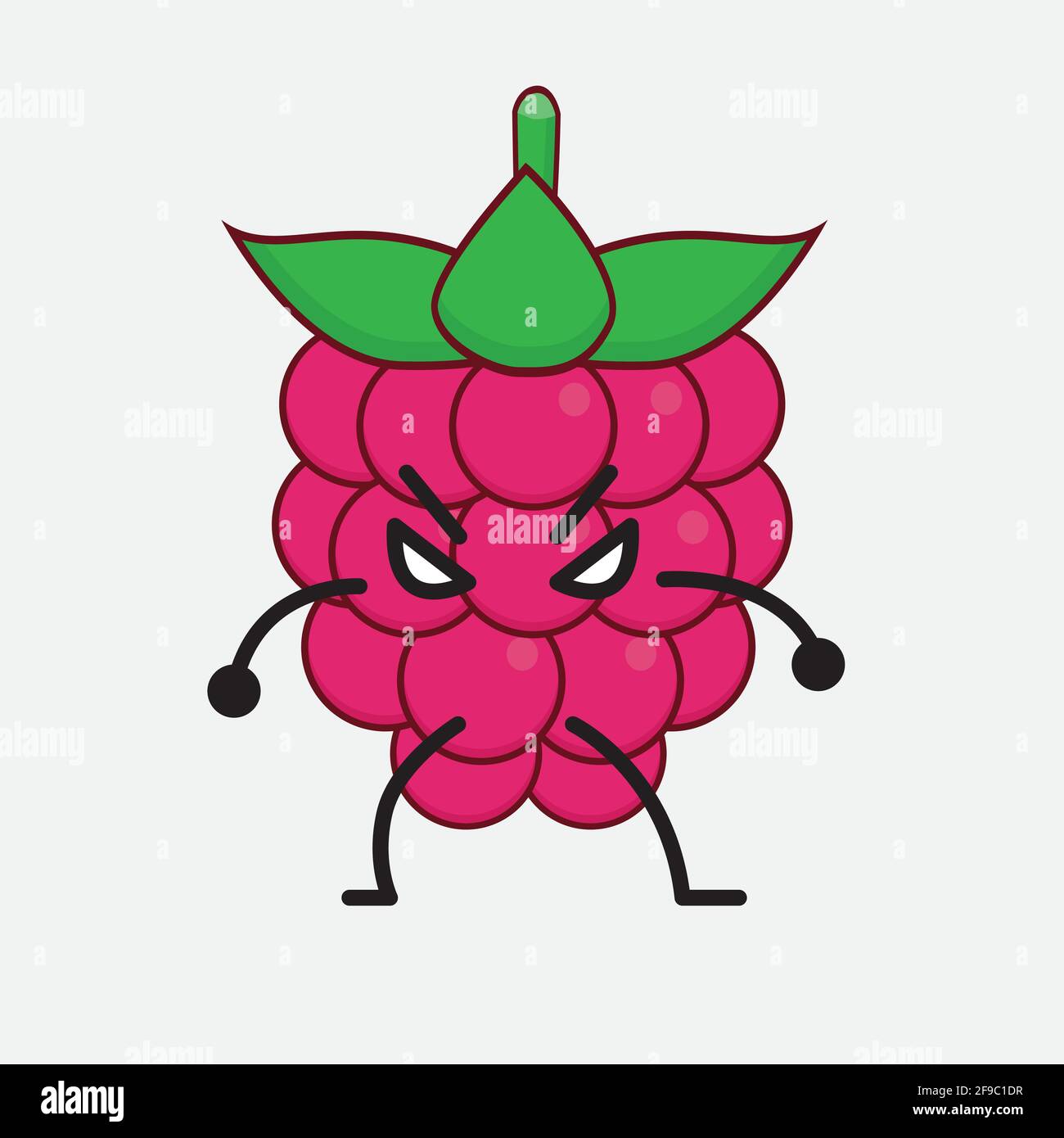 Vector Illustration of Raspberry Fruit Character with cute face, simple ...
