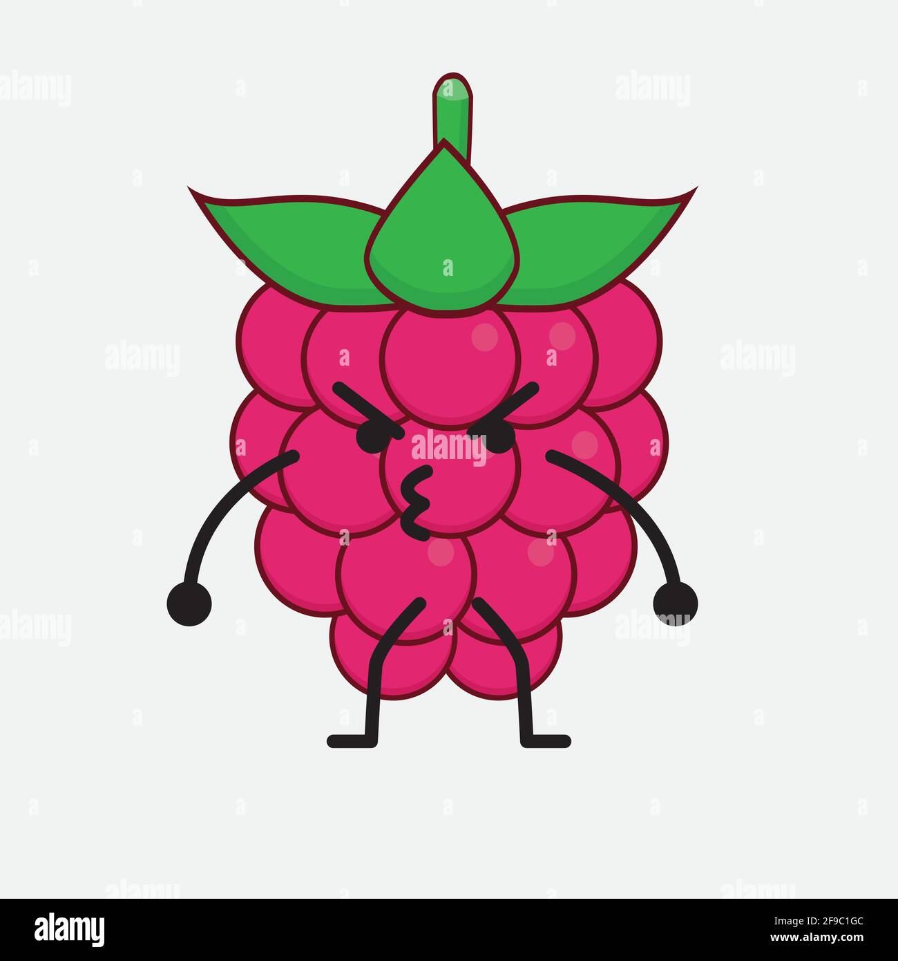 Vector Illustration of Raspberry Fruit Character with cute face, simple ...