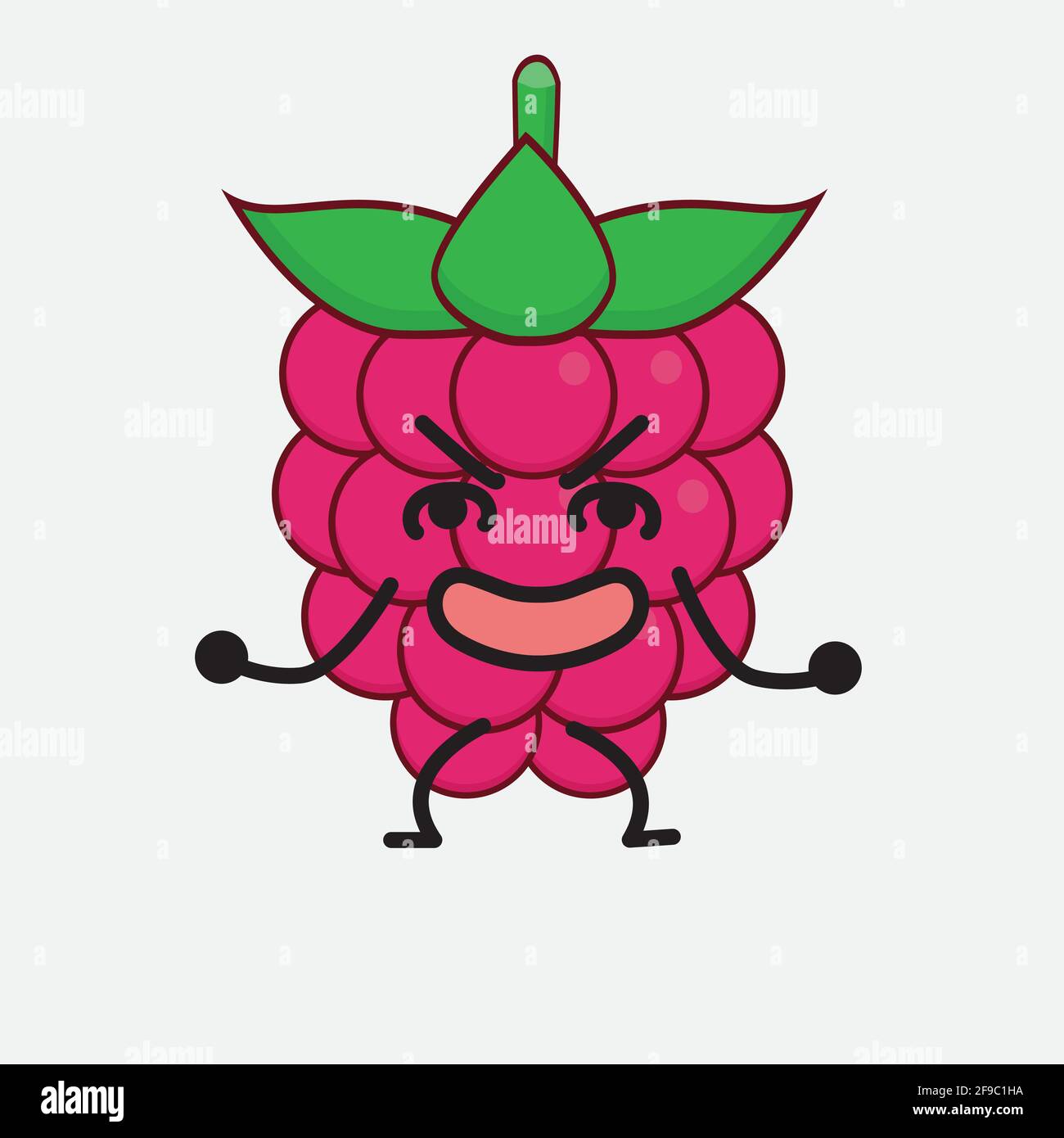 Vector Illustration of Raspberry Fruit Character with cute face, simple ...