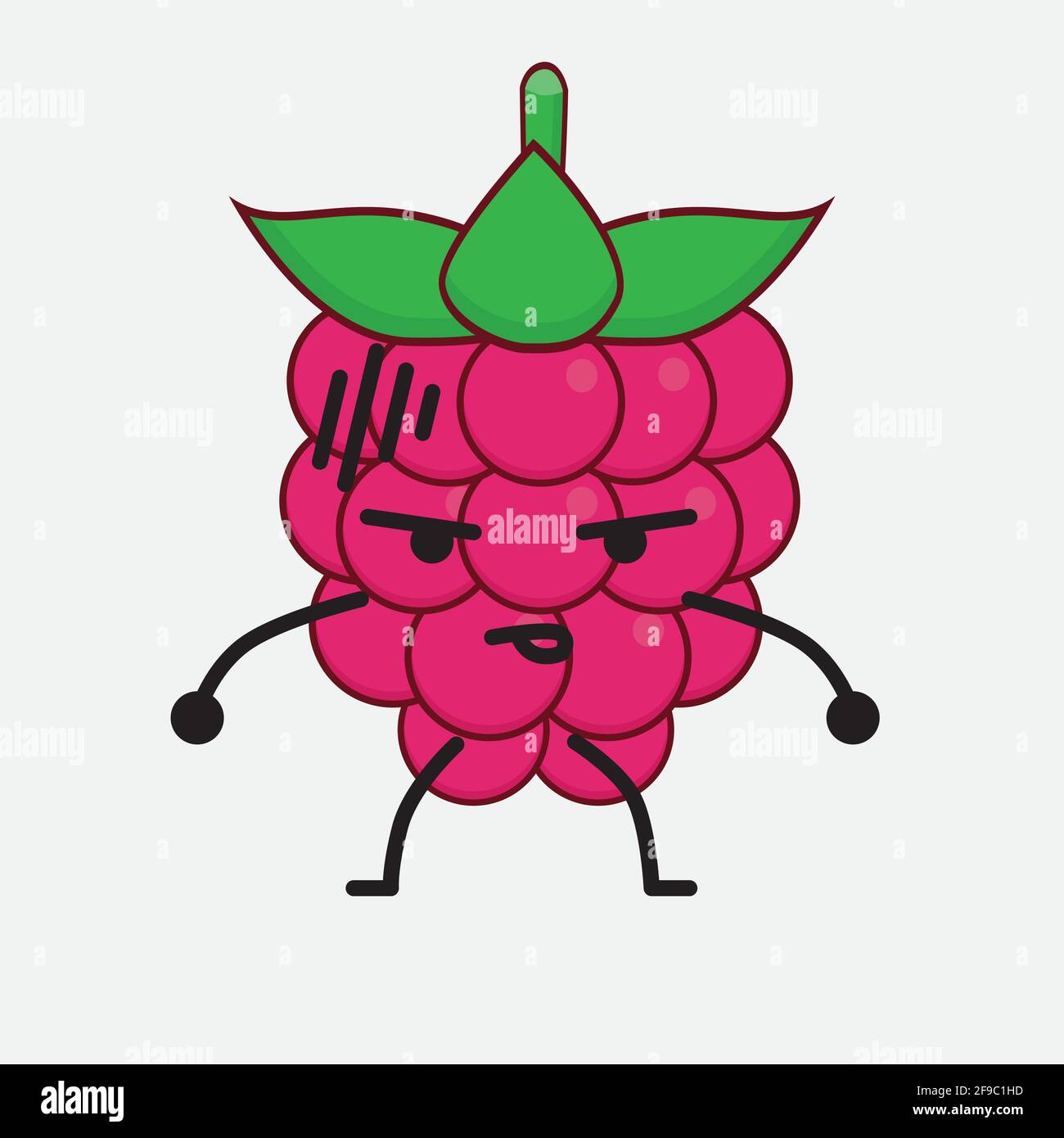 Vector Illustration of Raspberry Fruit Character with cute face, simple ...