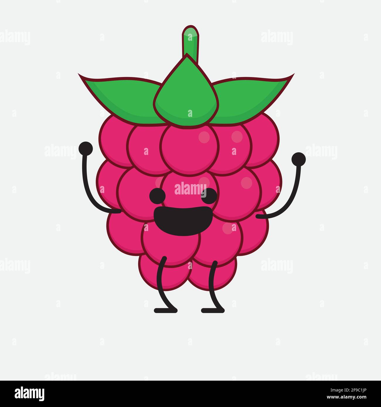 Vector Illustration of Raspberry Fruit Character with cute face, simple ...