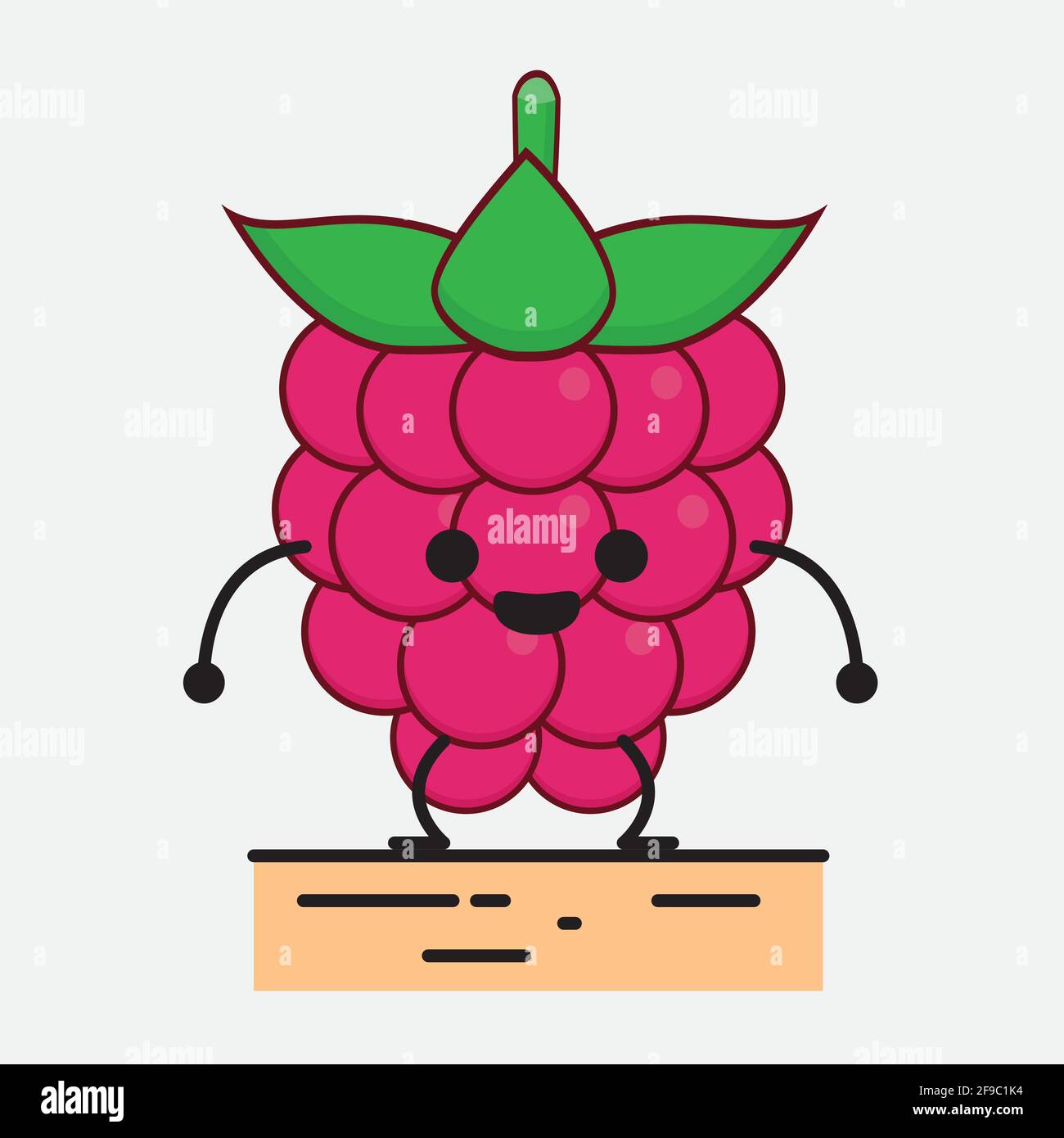 Vector Illustration of Raspberry Fruit Character with cute face, simple ...