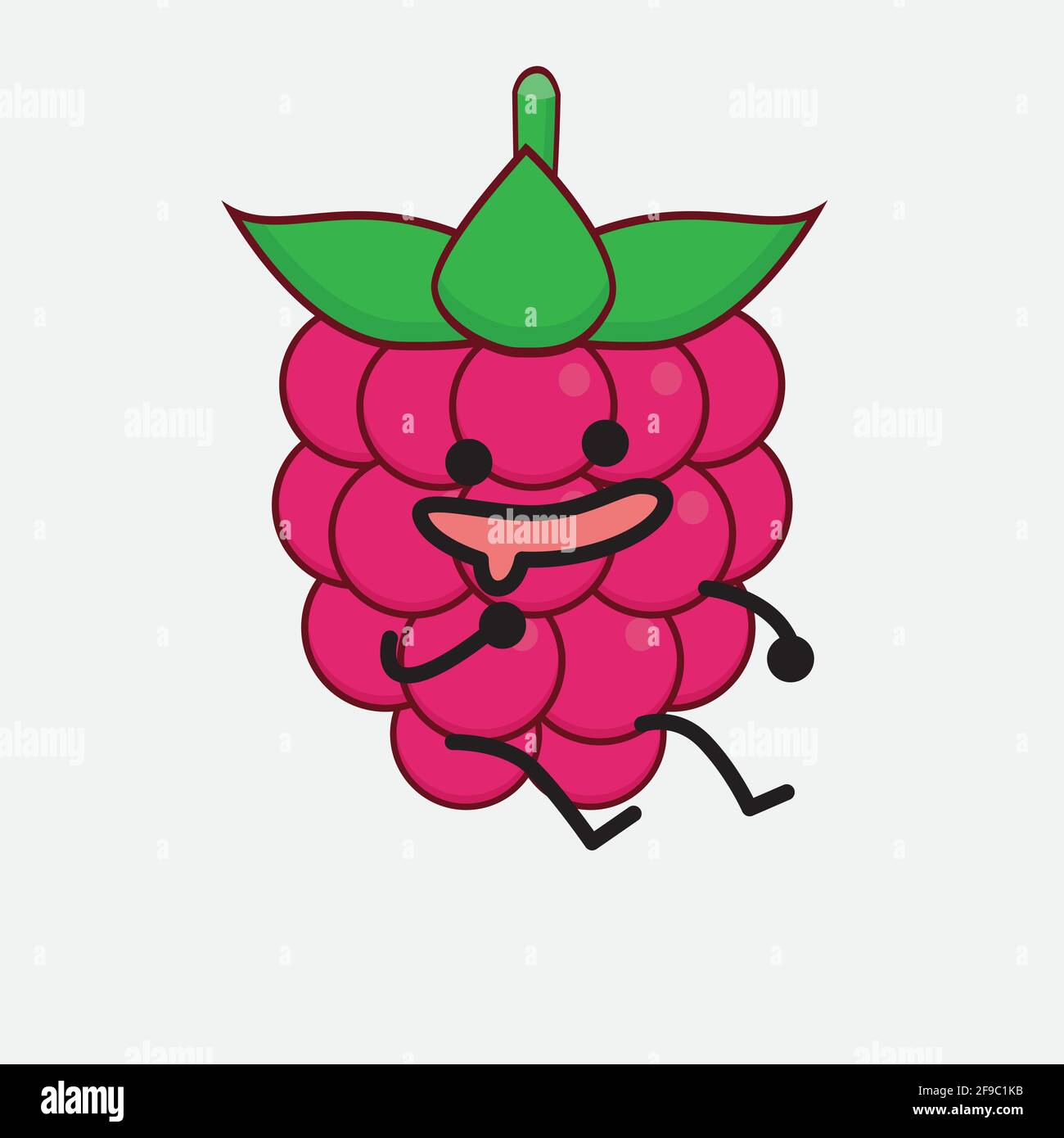 Vector Illustration of Raspberry Fruit Character with cute face, simple ...