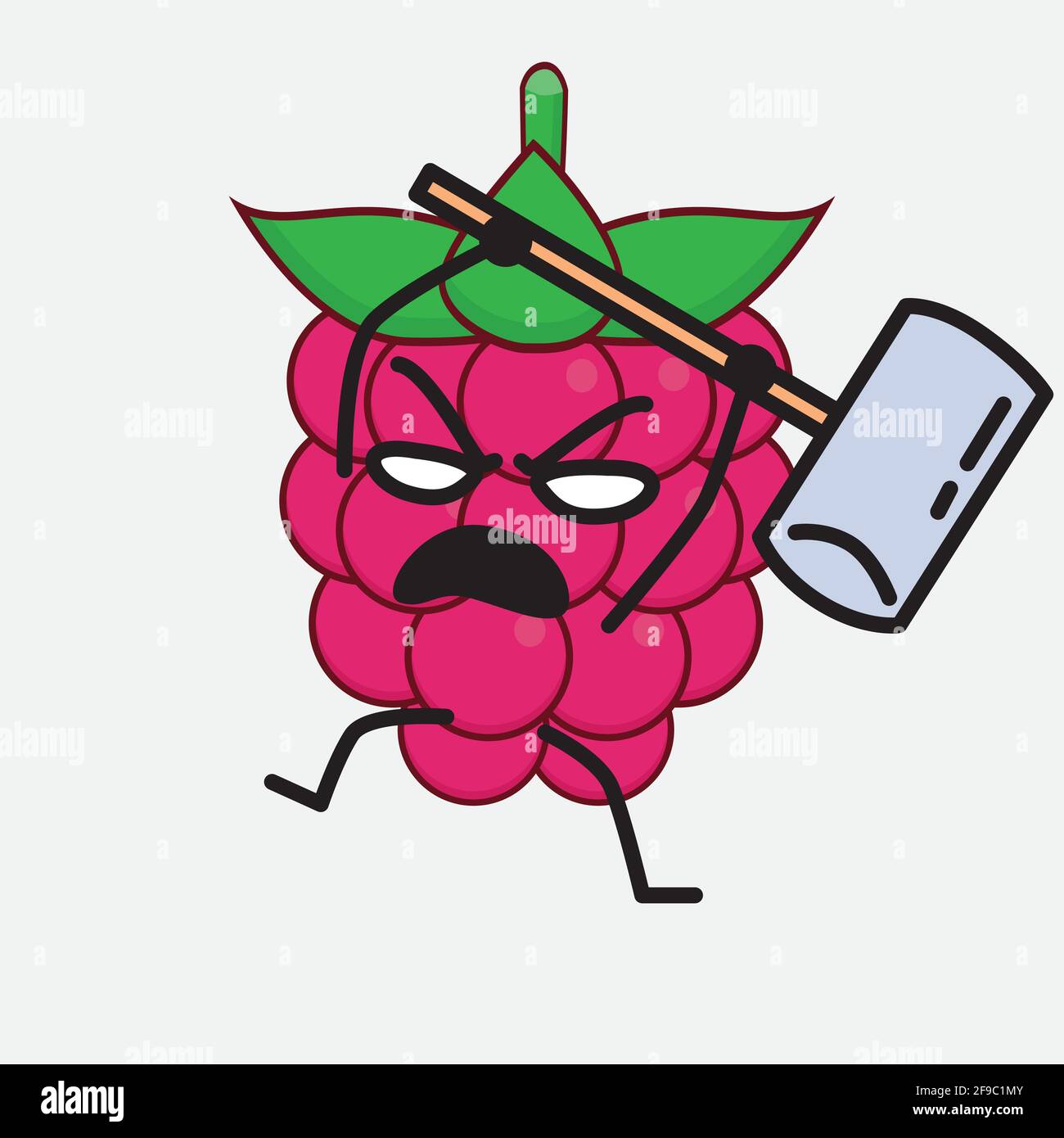 Vector Illustration of Raspberry Fruit Character with cute face, simple ...