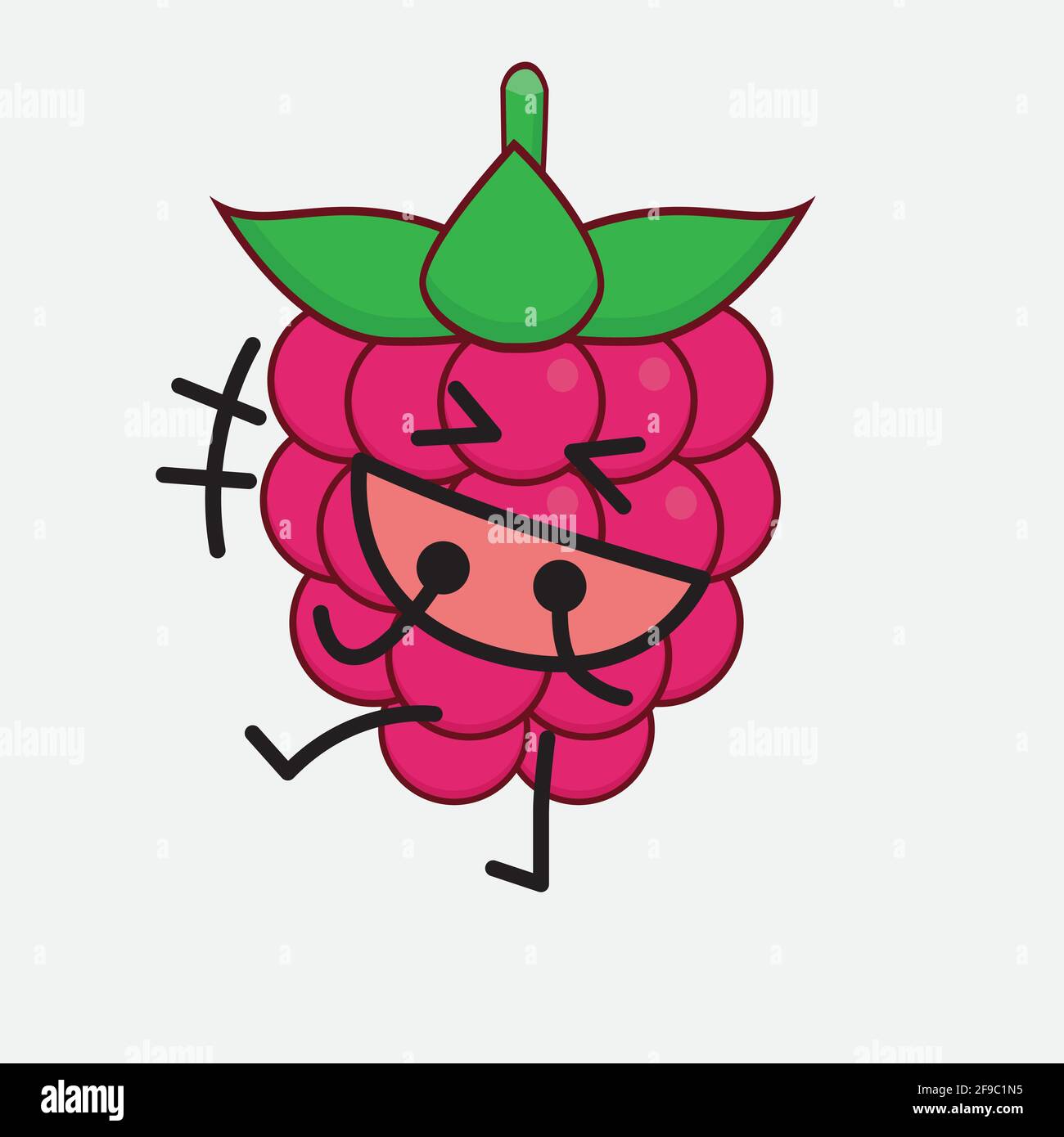 Vector Illustration of Raspberry Fruit Character with cute face, simple ...
