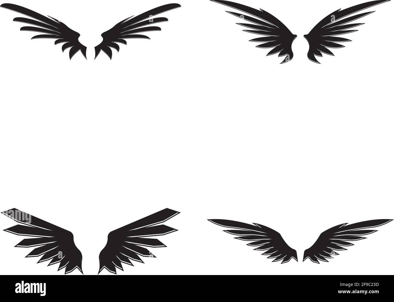 Wings black icons vector set. Modern minimalistic design Stock Vector ...