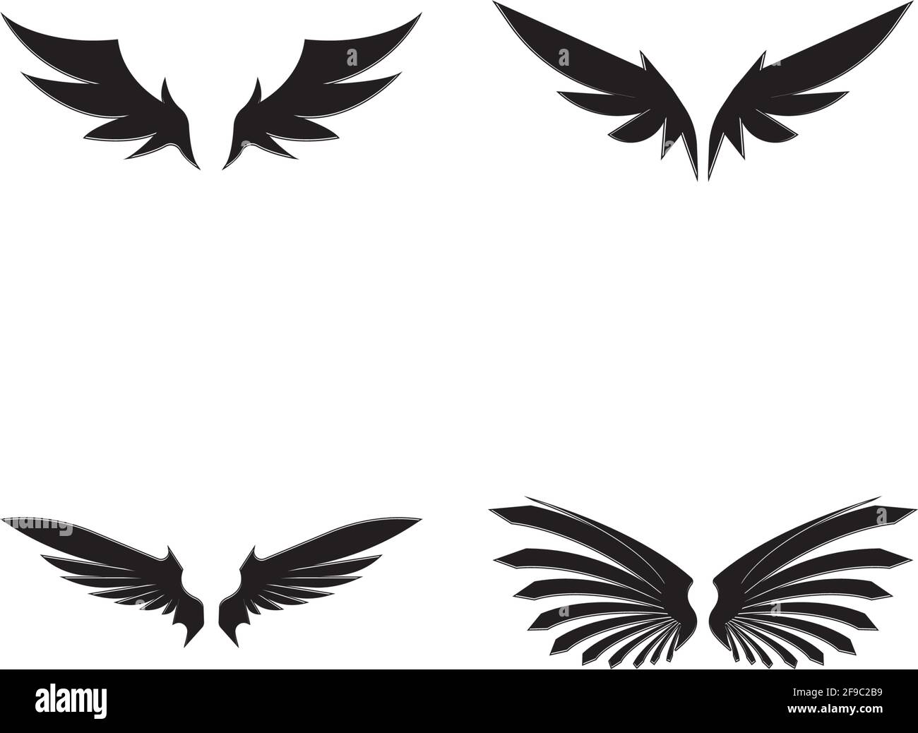 Wings black icons vector set. Modern minimalistic design Stock Vector ...