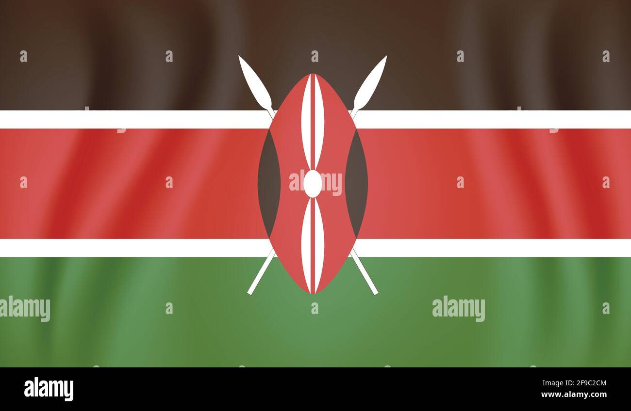 Horizontal Abstract Grunge Brushed Flag of Kenya on Transparent Grid ...