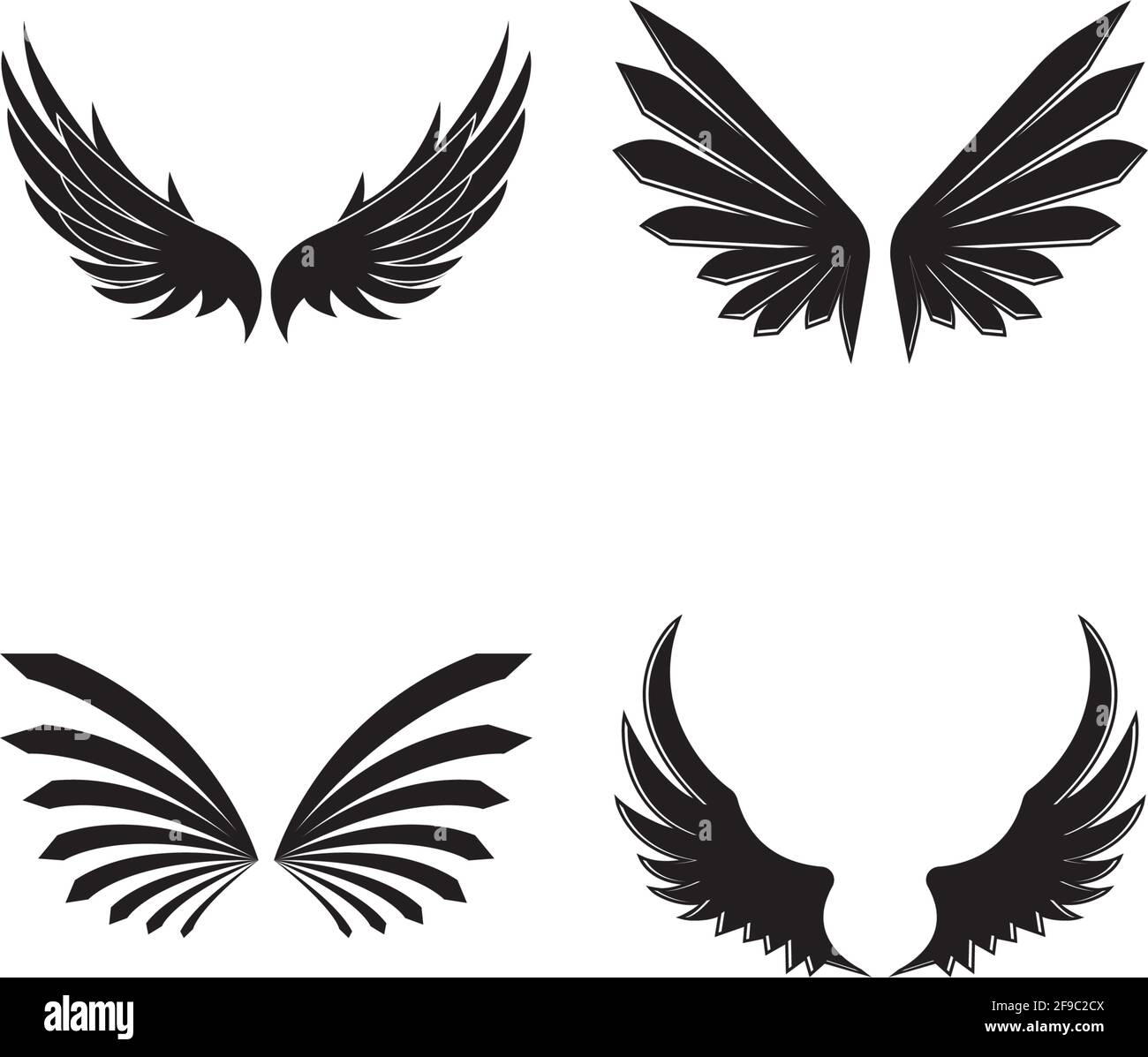 Wings black icons vector set. Modern minimalistic design Stock Vector ...
