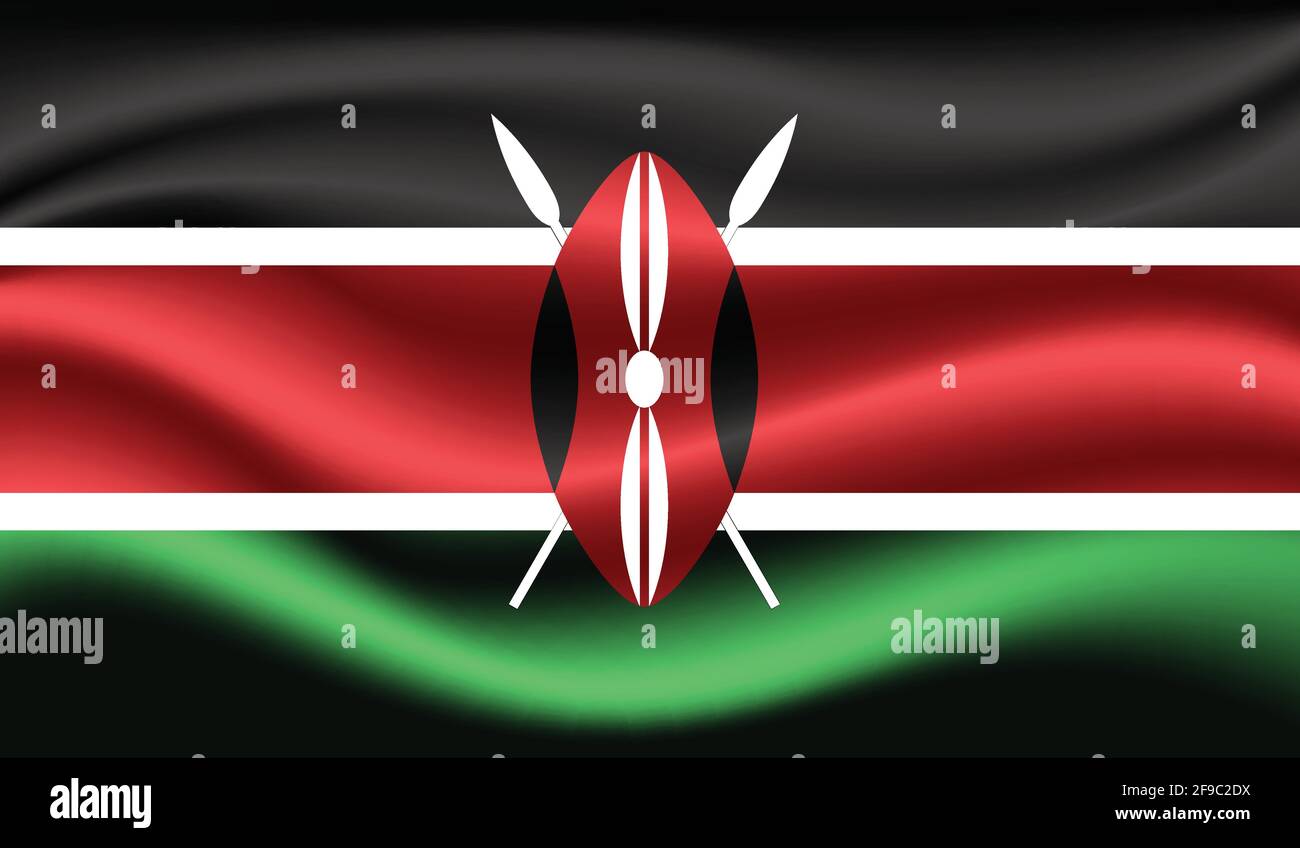 Horizontal Abstract Grunge Brushed Flag of Kenya on Transparent Grid ...