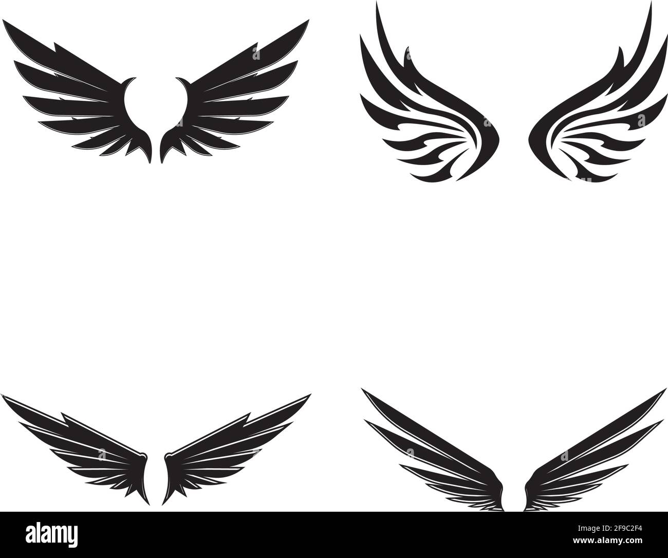 Wings black icons vector set. Modern minimalistic design Stock Vector ...
