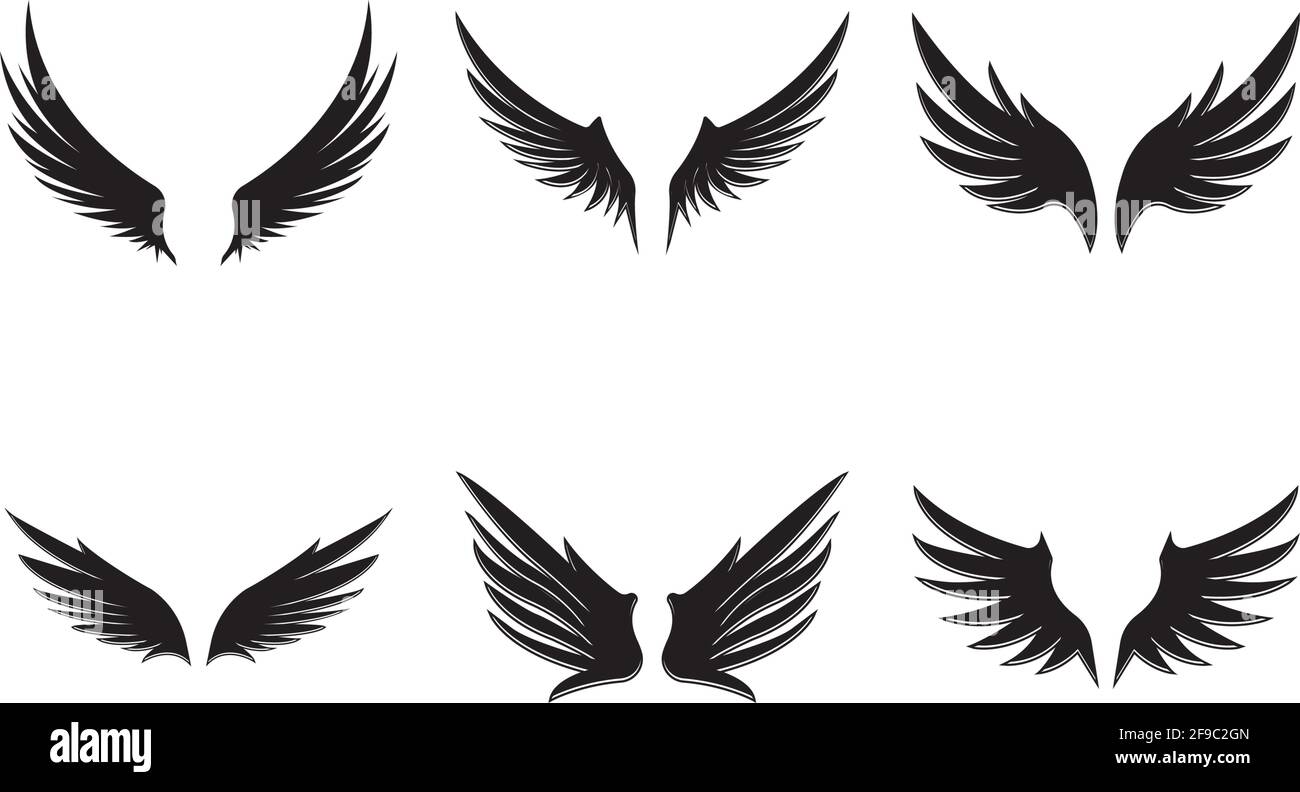 Wings black icons vector set. Modern minimalistic design Stock Vector ...