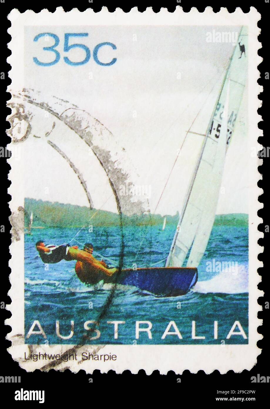 MOSCOW, RUSSIA - SEPTEMBER 24, 2019: Postage stamp printed in Australia ...