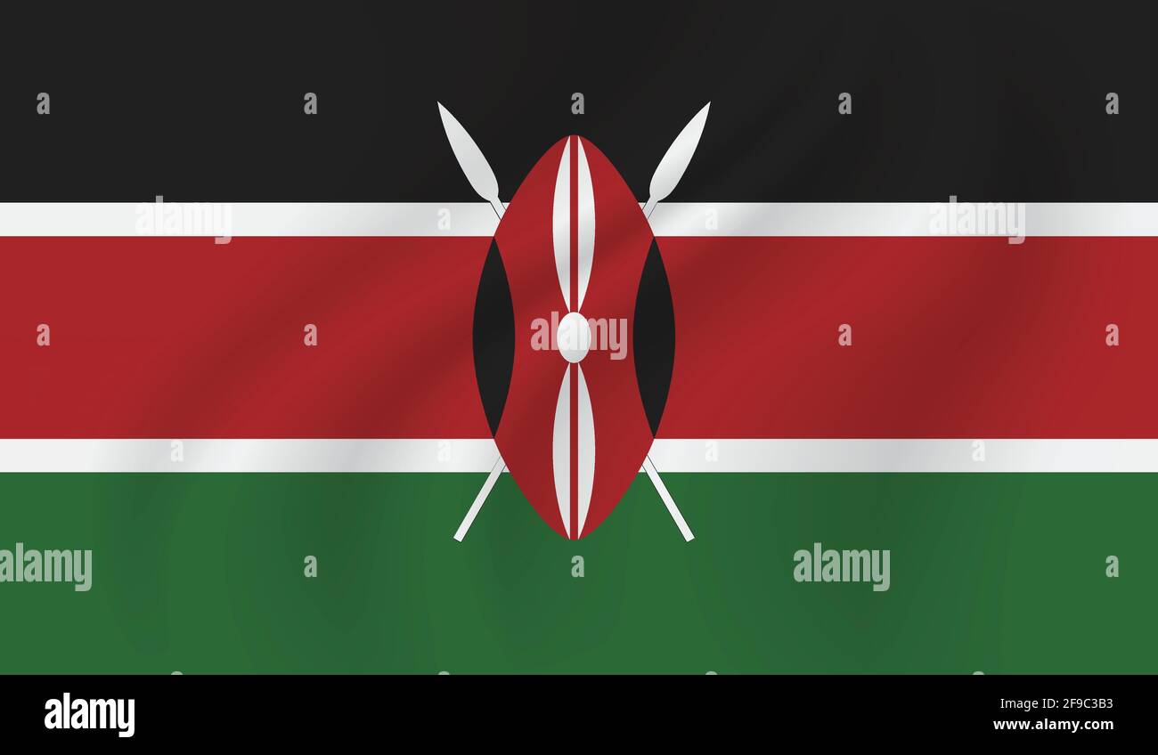 Horizontal Abstract Grunge Brushed Flag of Kenya on Transparent Grid ...