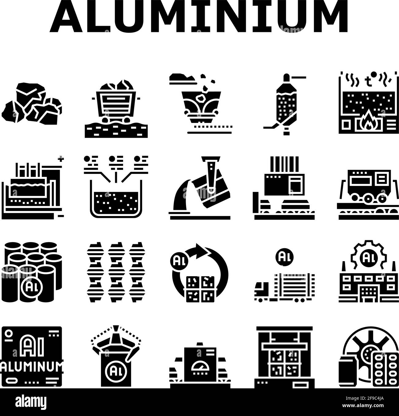 Aluminium Production Collection Icons Set Vector Stock Vector Image ...