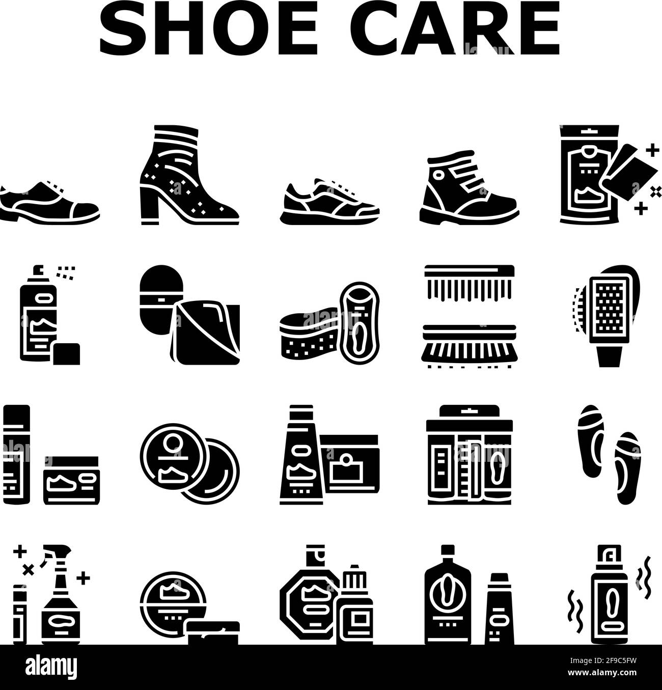 Cleaning shoe care kit glyph hi-res stock photography and images - Alamy