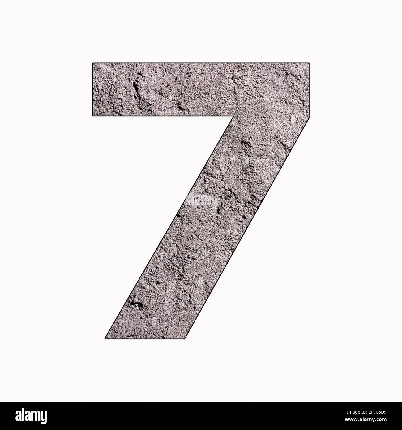 Number 7 on gray stucco texture isolated on white background Stock ...