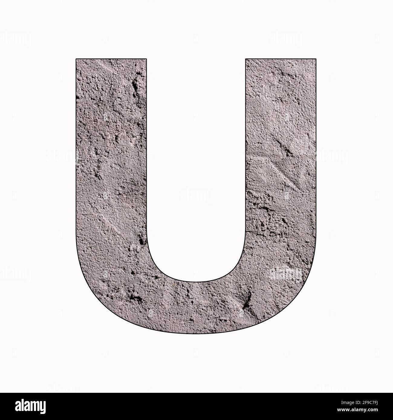 Letter U - Alphabet in gray stucco texture Stock Photo - Alamy