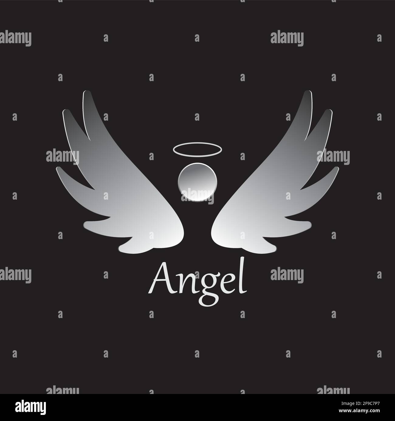 Angel icon illustration isolated on black background. Angel vector logo ...
