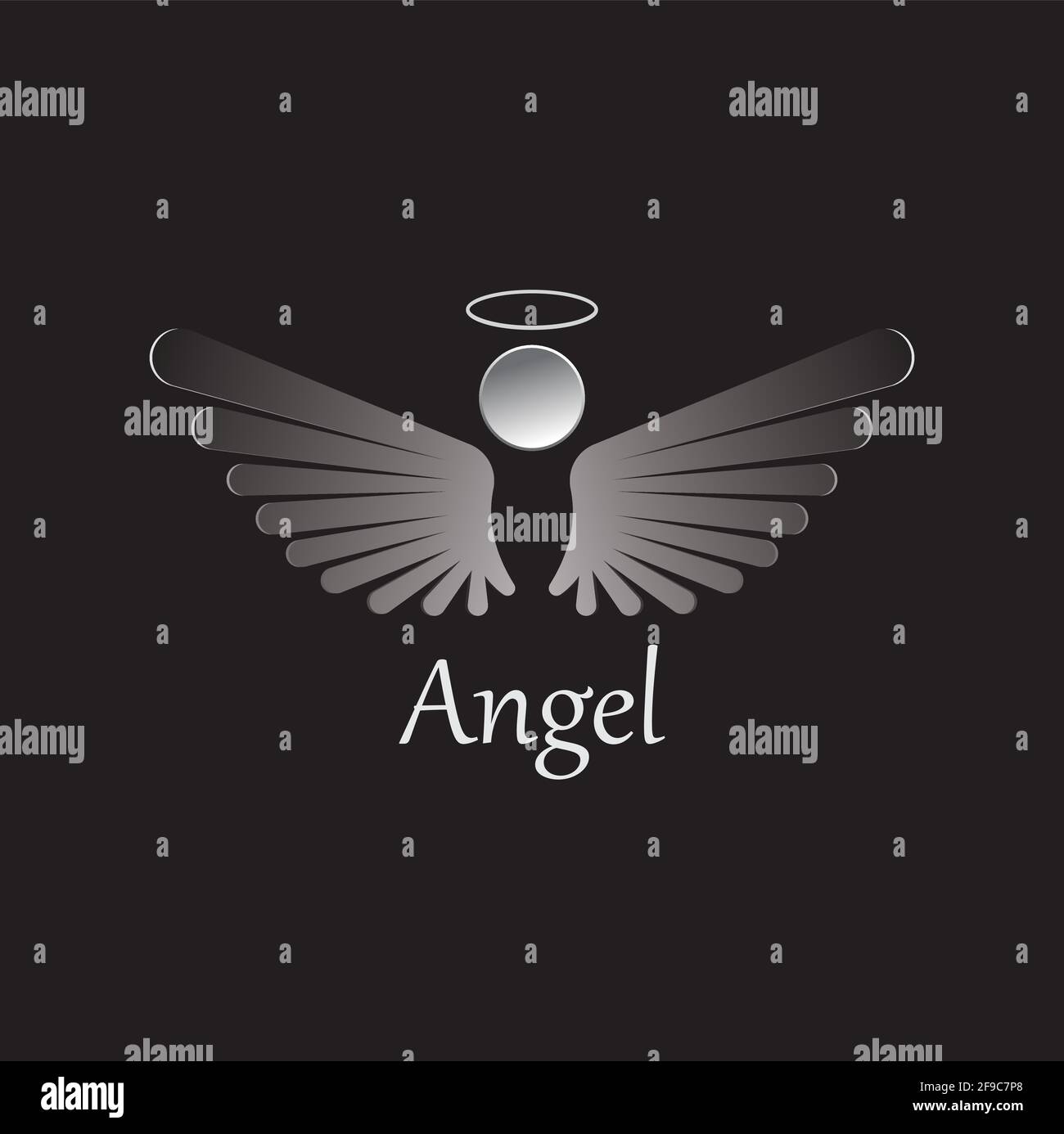 Angel icon illustration isolated on black background. Angel vector logo ...