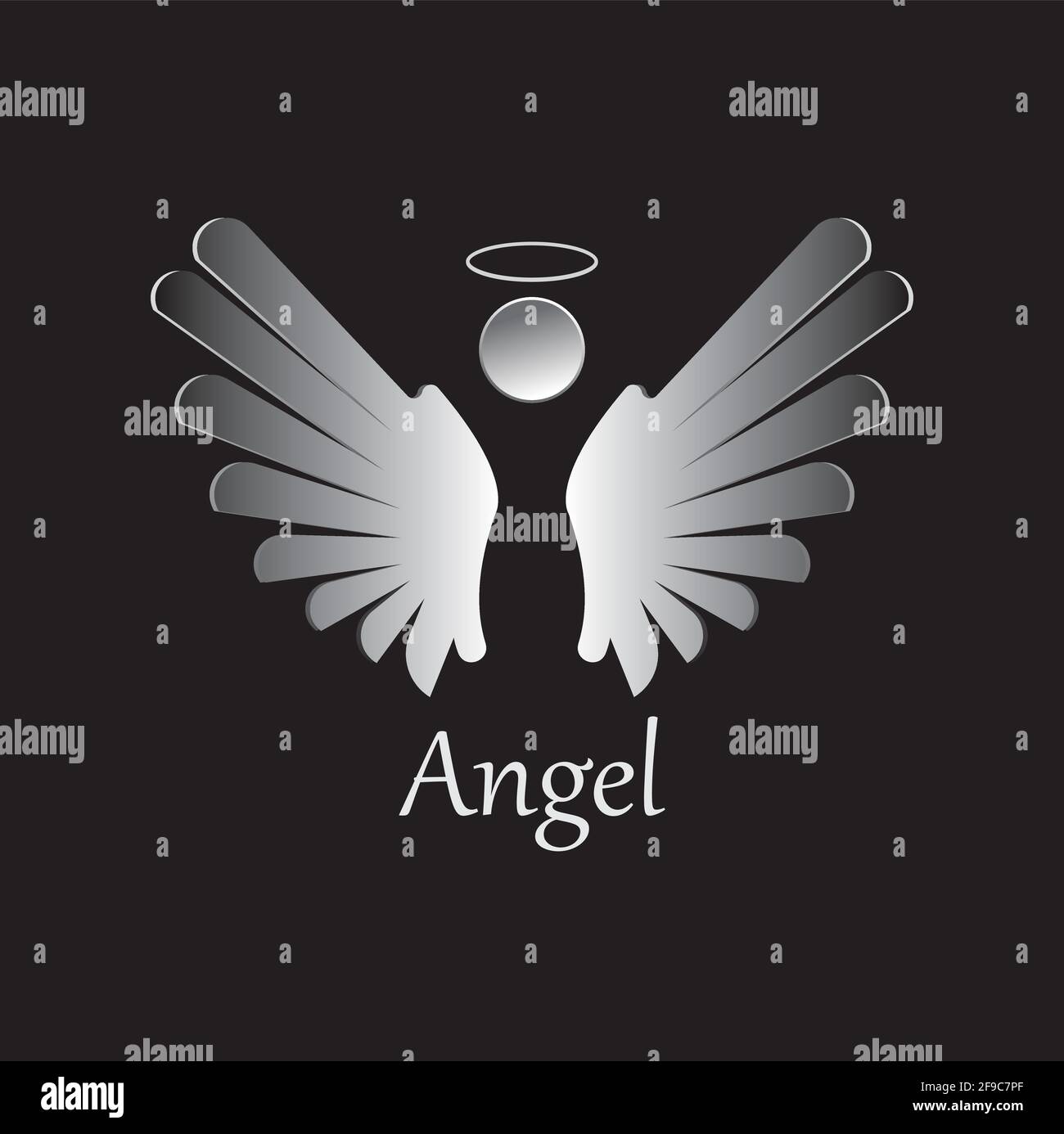 Angel icon illustration isolated on black background. Angel vector logo ...